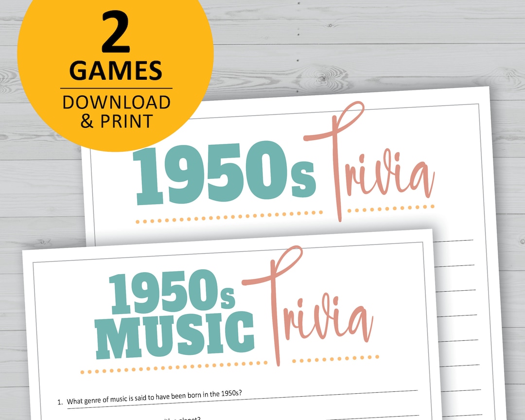 1950s Trivia Game Bundle, 50s History, Music, Pop Culture Printable ...