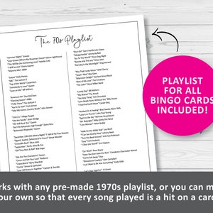 1970s Music Bingo Boards 70s Printable Game Instant - Etsy