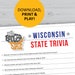 Wisconsin Trivia Game, Printable, U.S. State Instant Download, Family ...