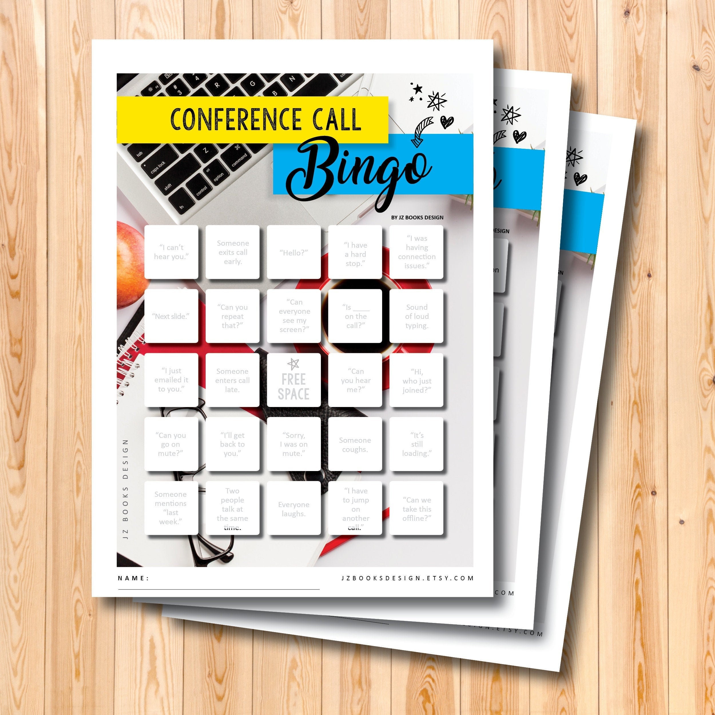 Conference Call Bingo Boards, Printable Bingo Game, Work From Home ...