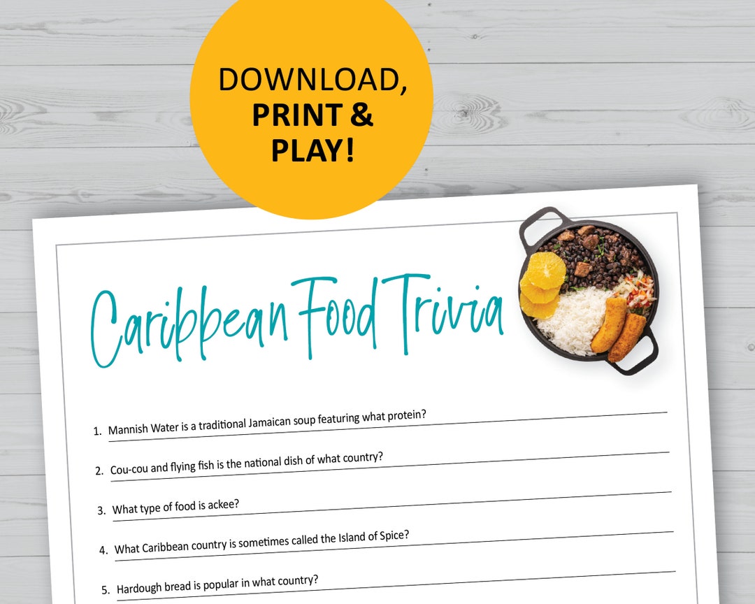 Caribbean Food Trivia Game, Cooking Printable, Instant Download, Foodie ...