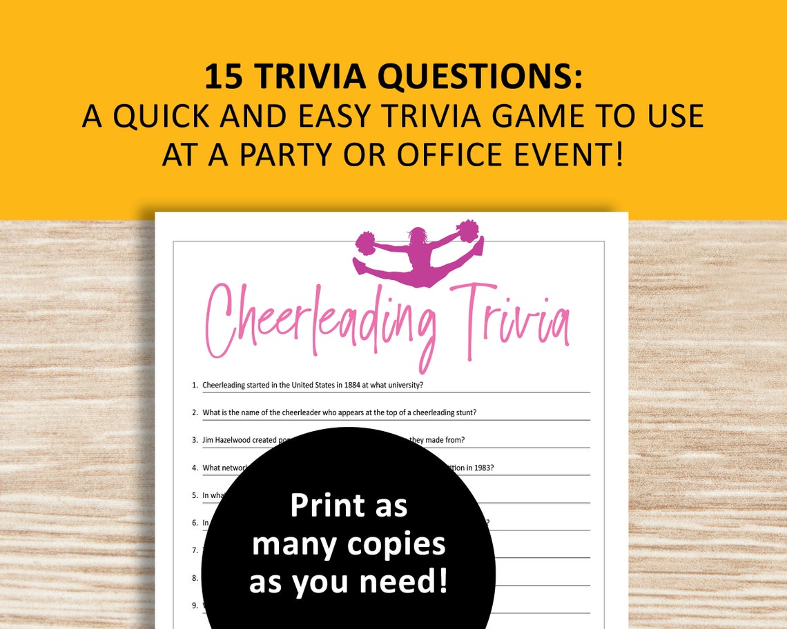 Cheerleading Trivia Game, Cheer Printable Games, Instant Download ...