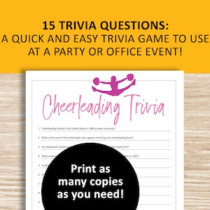 Cheerleading Trivia Game, Cheer Printable Games, Instant Download ...