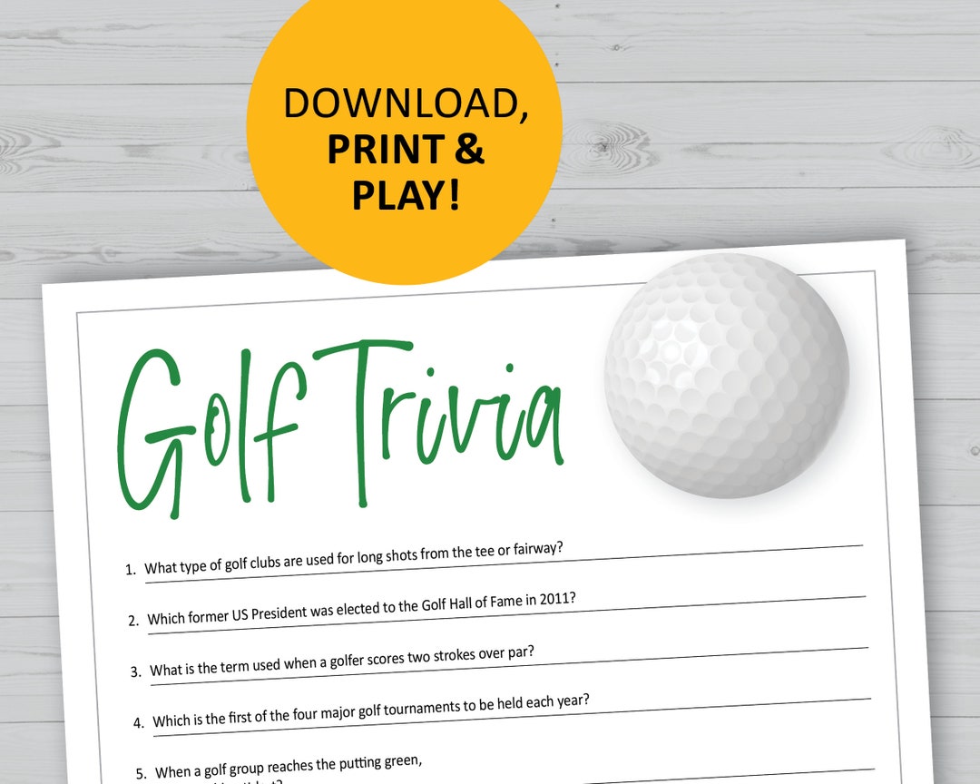 Golf Trivia Game, Sports Printable, Instant Download - Etsy