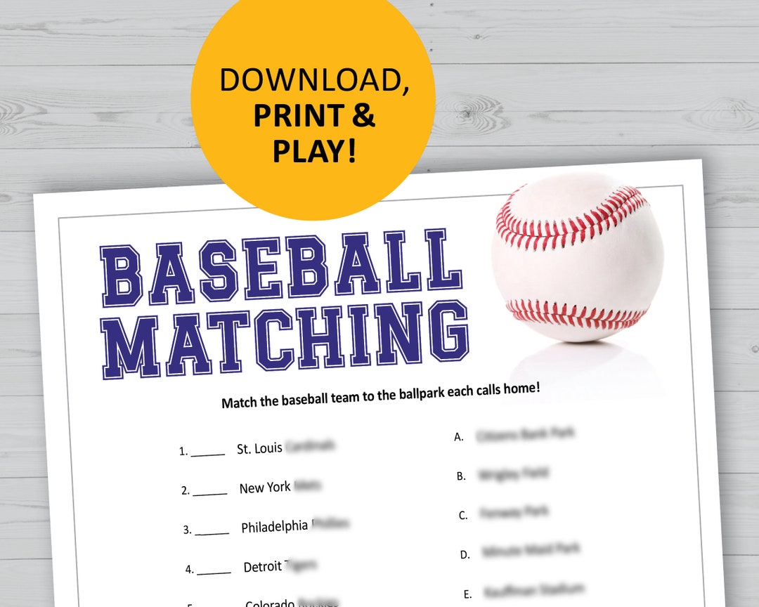 Baseball Matching Game, Sports Stadium Printable, Instant Download ...
