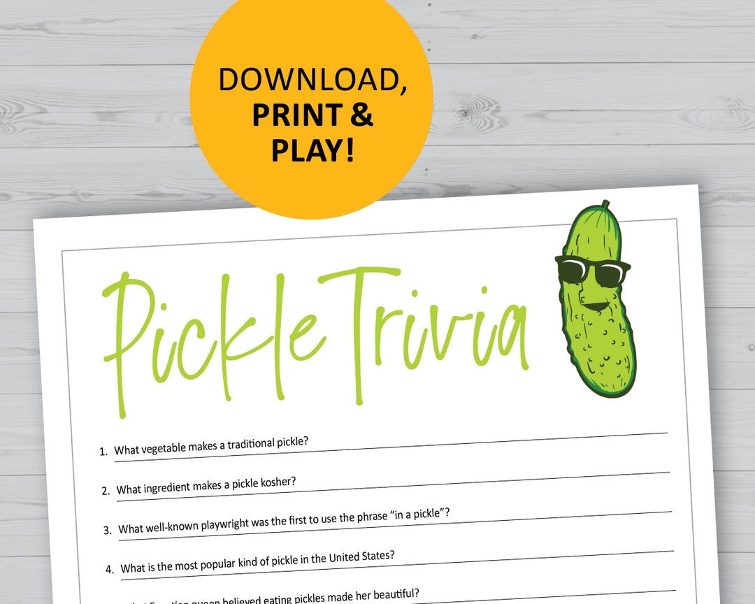 Pickle Trivia Game Printable, Instant Download, Party Games, Questions ...