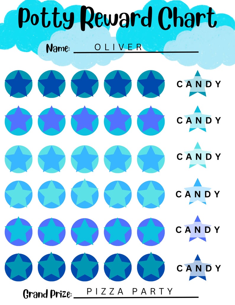 Printable Potty Reward Chart, Kids Potty Reward Chart, Potty Training ...