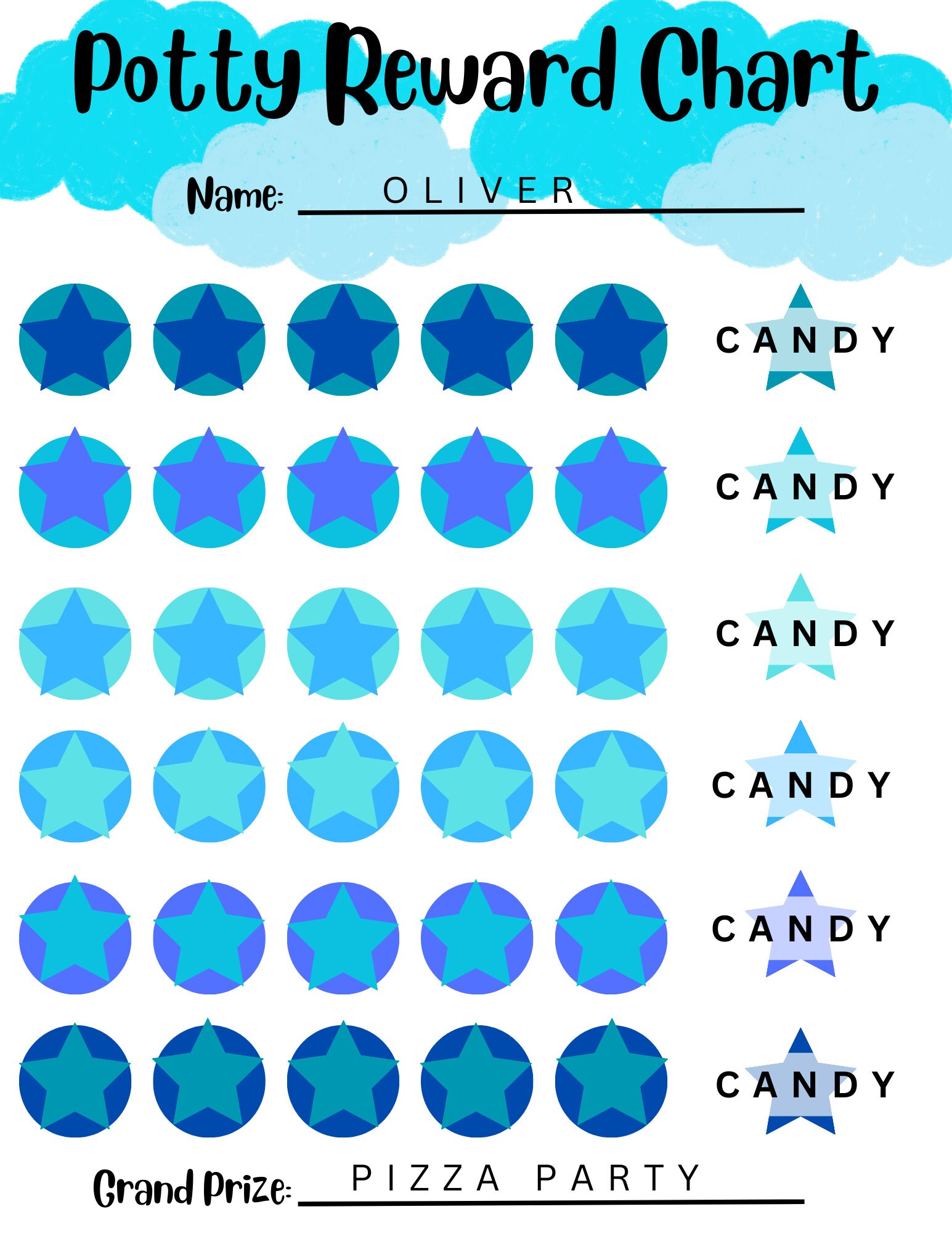 Printable Potty Reward Chart, Kids Potty Reward Chart, Potty Training ...