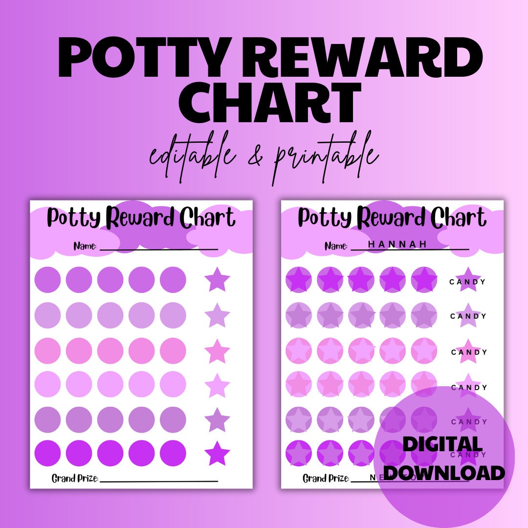 Printable Potty Reward Chart Kids Potty Reward Chart Potty - Etsy