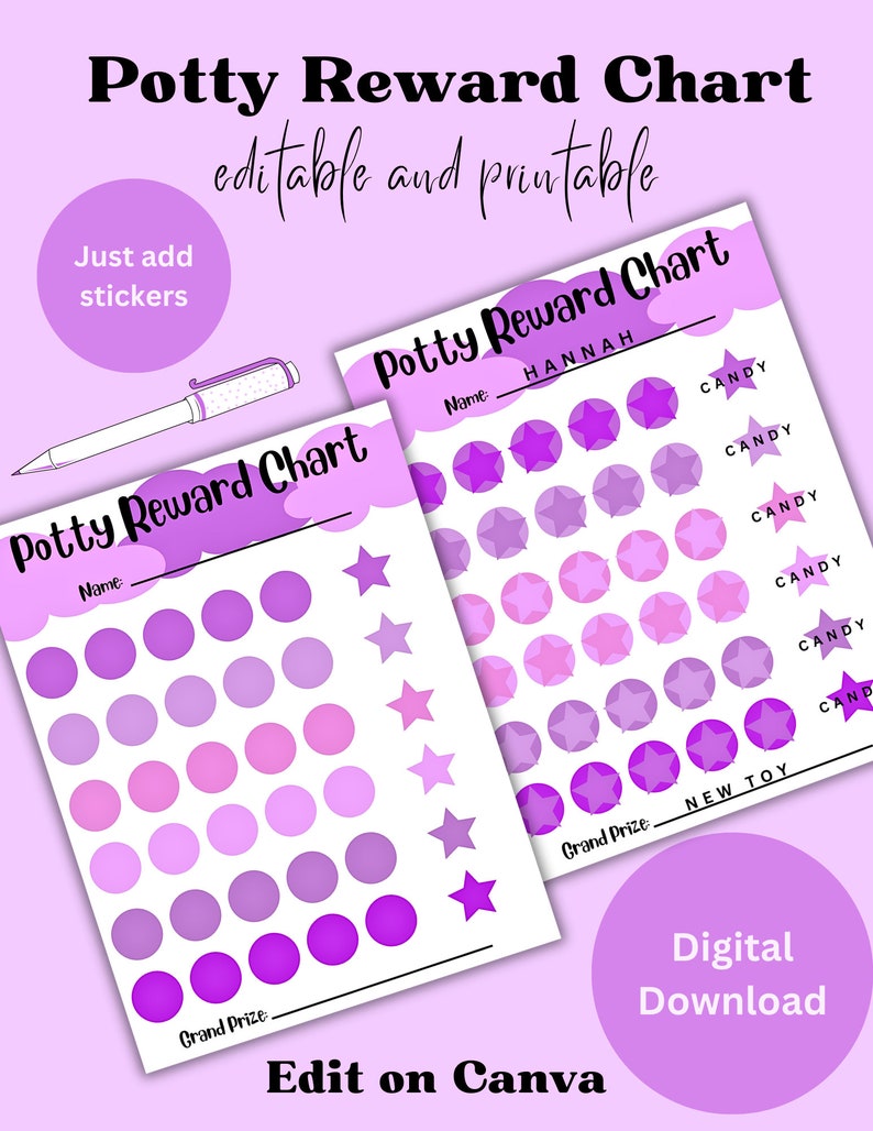 Printable Potty Reward Chart Kids Potty Reward Chart Potty - Etsy