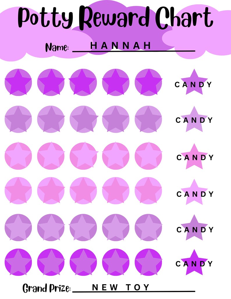 Printable Potty Reward Chart Kids Potty Reward Chart Potty - Etsy