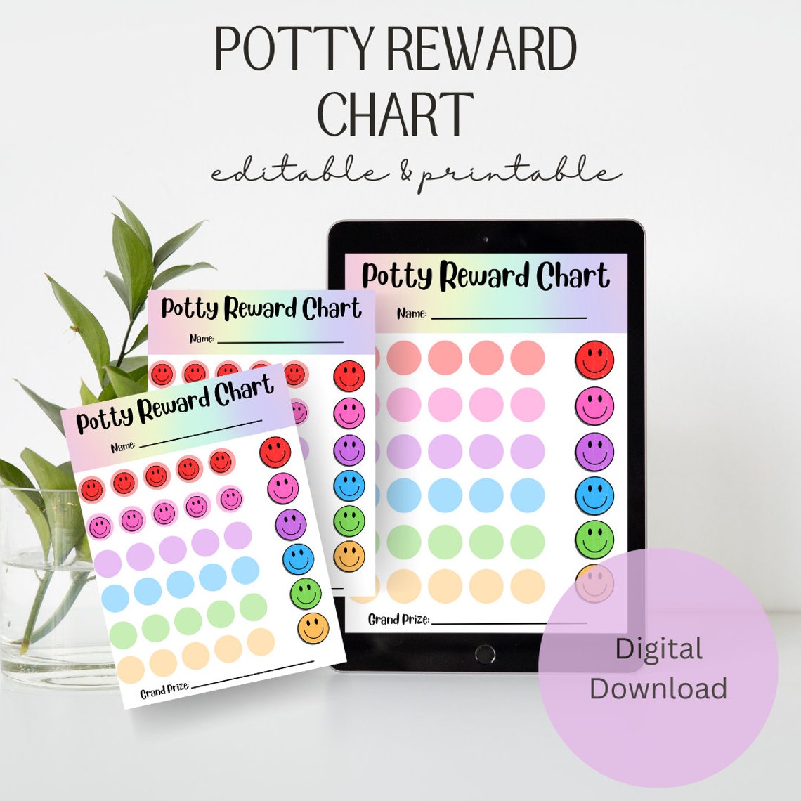 Editable Potty-training Chart, Potty Training Chart, Sticker Chart ...