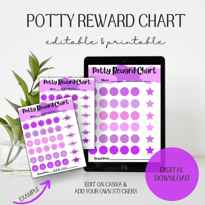 Printable Potty Reward Chart Kids Potty Reward Chart Potty - Etsy