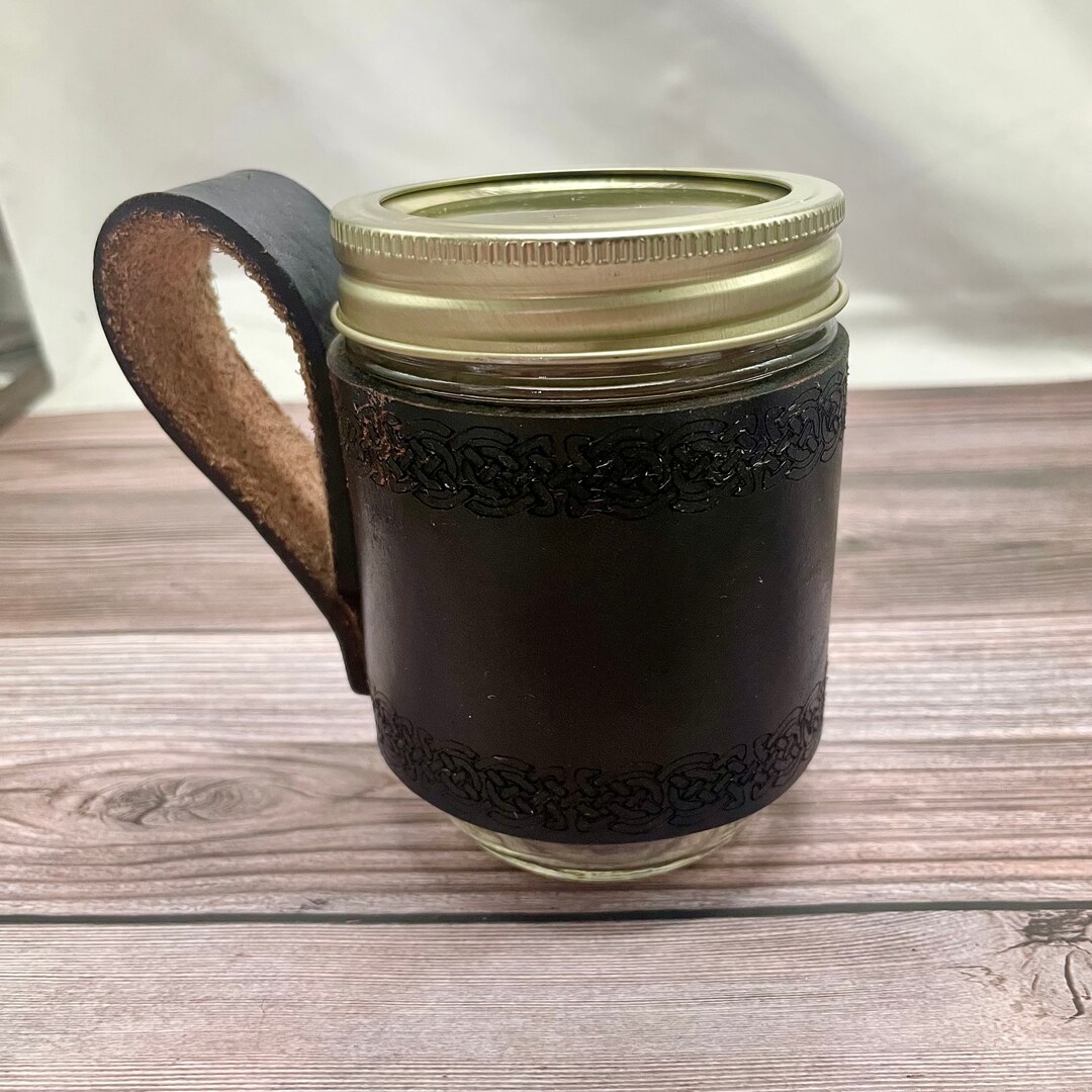 Leather Mason Jar Holster | Leather Mug Holder | Mason Jar Mug | Mason ...