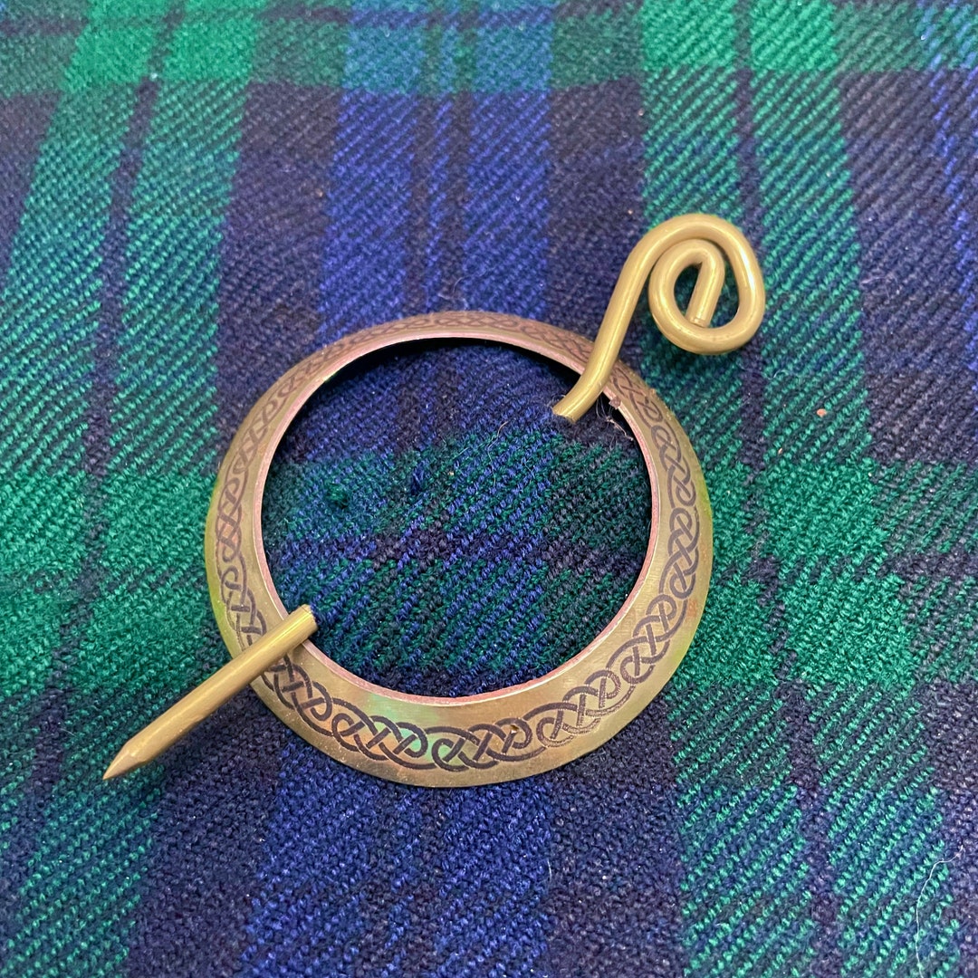 Brass Celtic Knot Penannular Brooch Kilt Pin Fly Plaid Cloak Clasp - Etsy