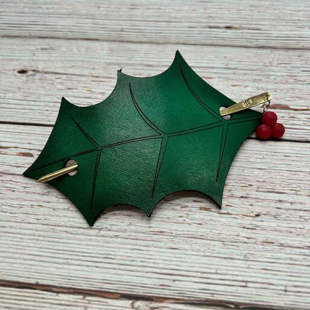 Christmas Holly Hair Pin & Slide, Brass Holiday Hair Stick Accessory - Etsy