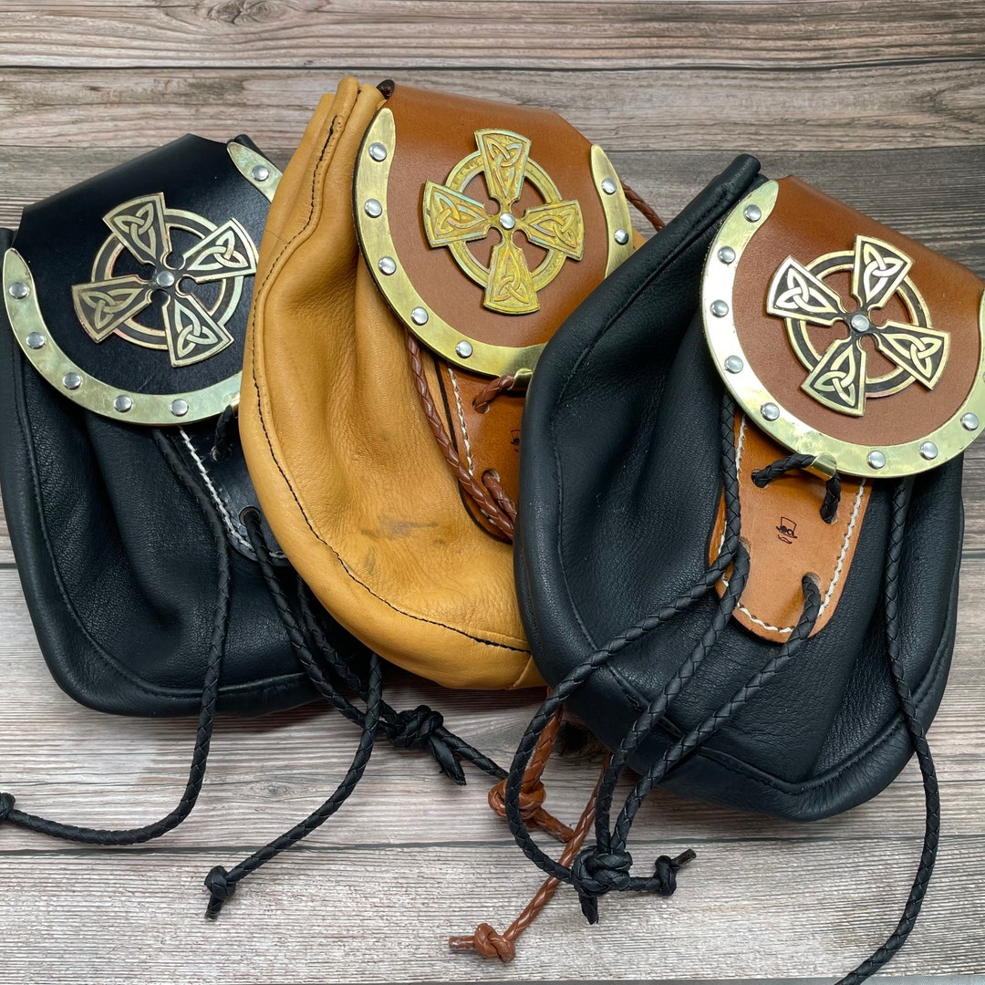 Celtic Cross Leather Sporran | Kilt Pouch | Celtic Pouch | Renaissance ...