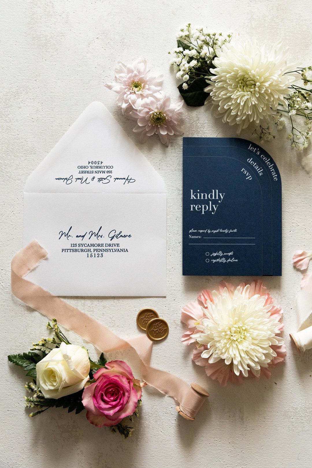 Modern Wedding Invitations, Unique, Stackable, Curved Wedding ...