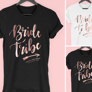 Bride Tribe Hen Party T Shirts, Bride to Be Hen Party Tops, Rose Gold ...