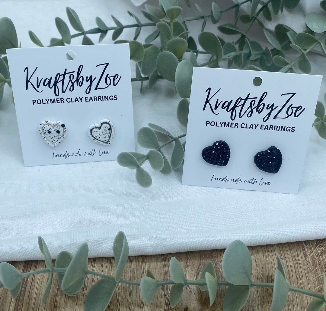 Heart Paint Splatter Polymer Clay Studs - Etsy