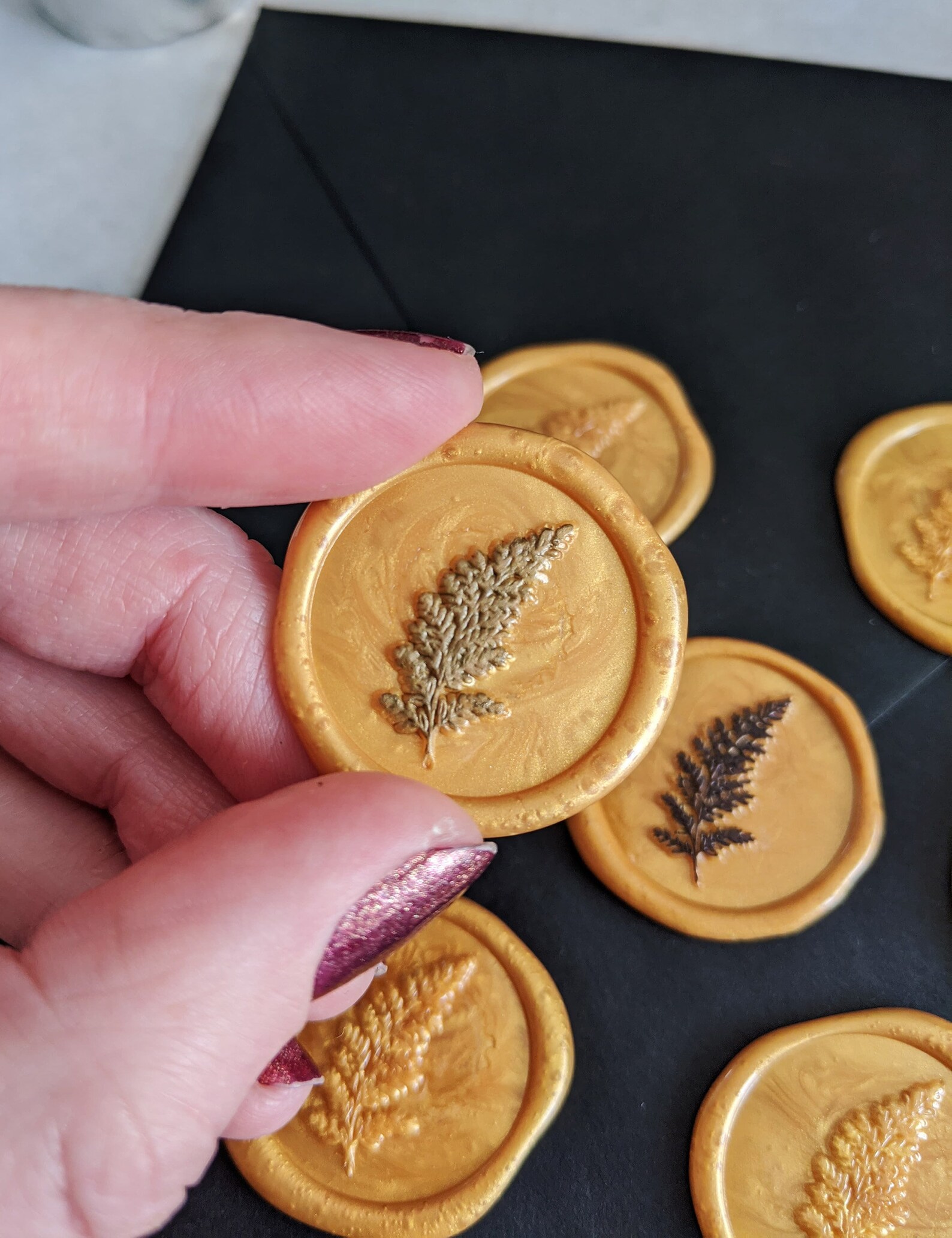 Yellow Gold Wax Seal Leaf Stamp Pre-made Self-adhesive Wedding - Etsy