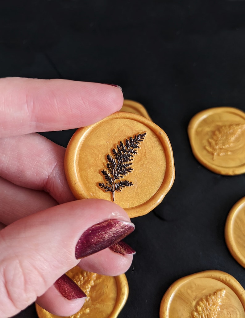 Yellow Gold Wax Seal Leaf Stamp Pre-made Self-adhesive Wedding - Etsy