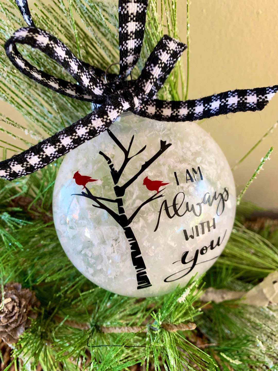 Christmas Cardinal Ornament, Cardinal Ornament, Snow Filled Ornament ...