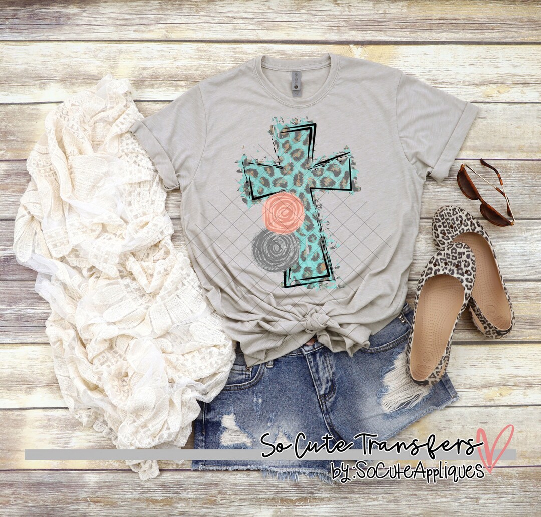 BLUE Leopard Cross Screen Print Transfer, High Heat , T-shirt Transfer ...