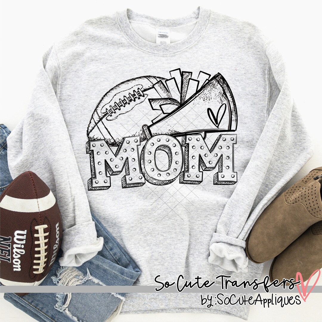 MOM (football & Cheer) Black MARQUEE Screen Print Transfer, Plastisol ...