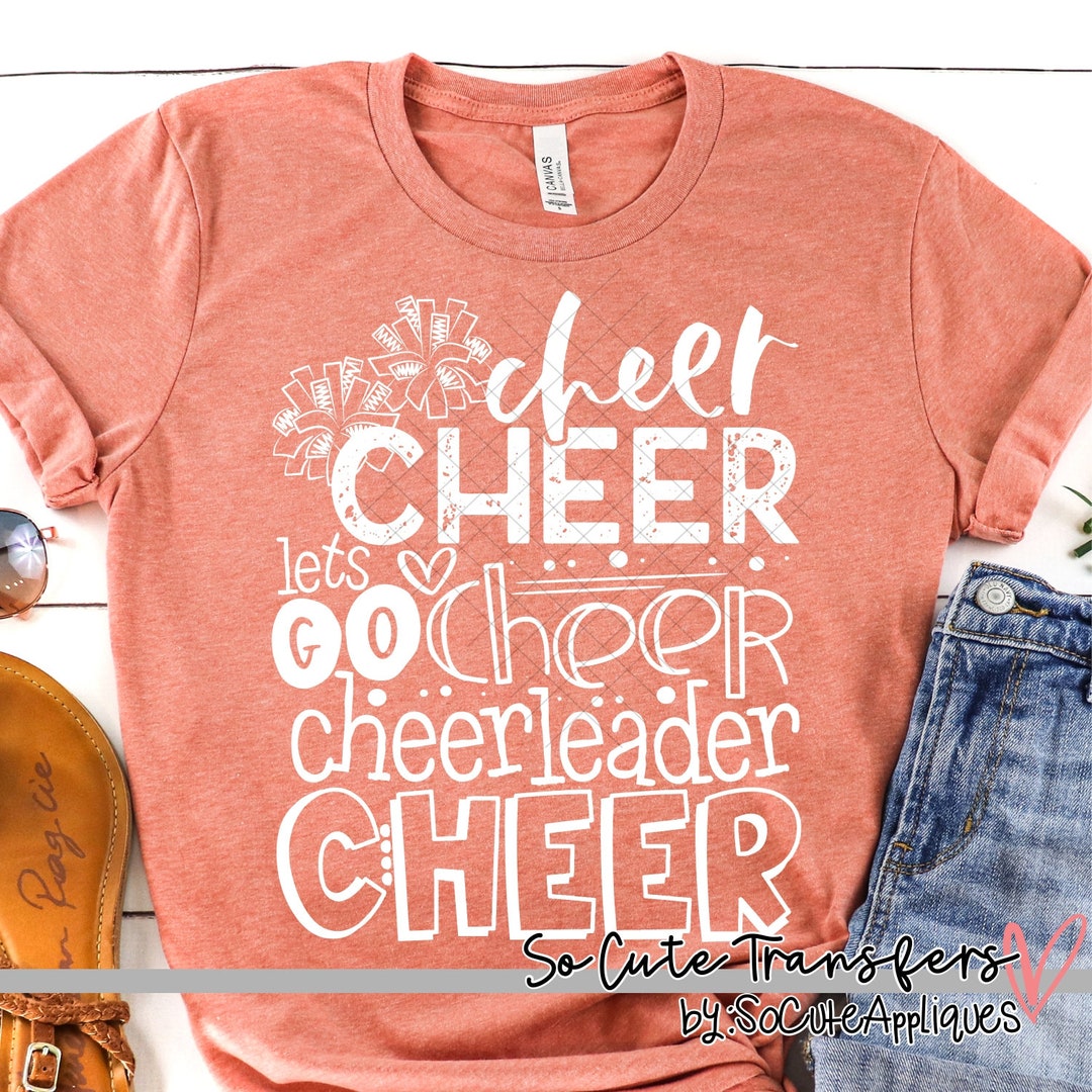 Cheer Cheer Cheer Screen Print Transfer, WHITE, T-shirt Transfer--not a ...