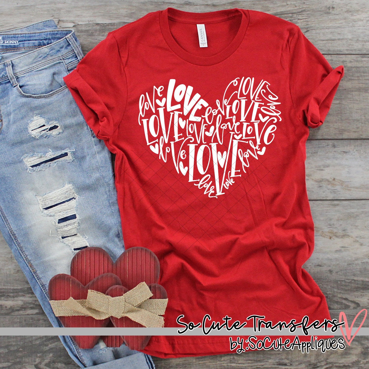 Love Heart Screen Print Transfer, Valentine's Day T-shirt - Etsy
