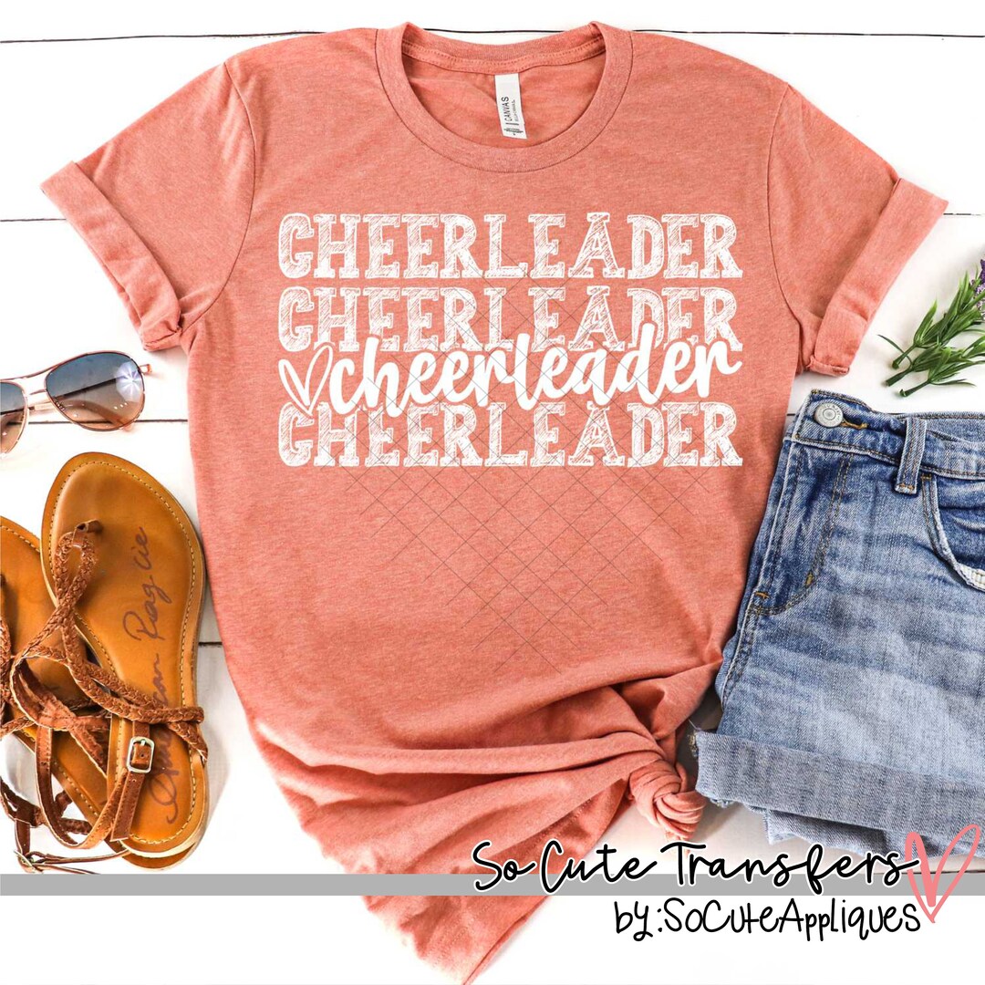 Cheerleader Screen Print Transfer, WHITE, T-shirt Transfer--not a ...