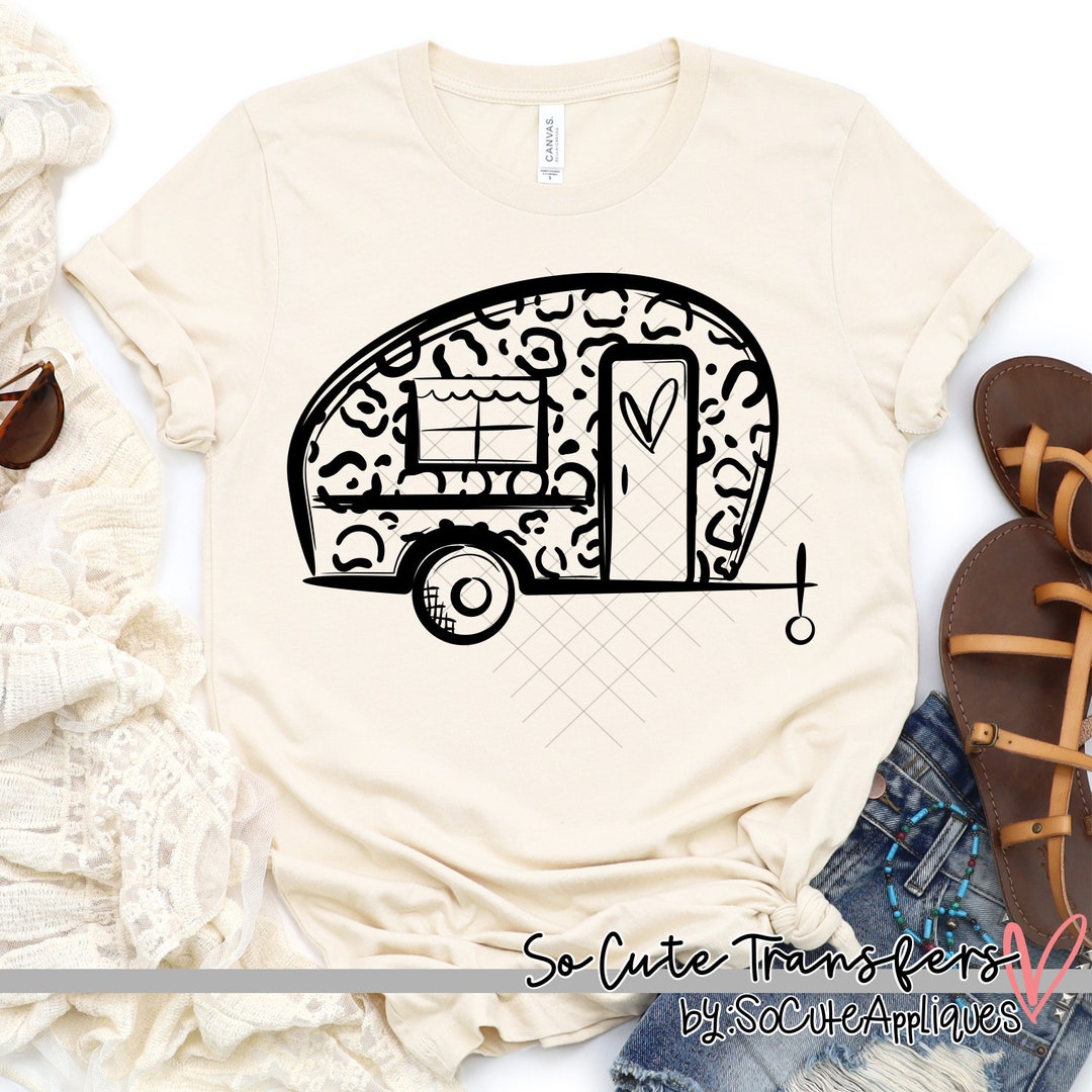 Leopard Print Camper BLACK Screen Print Transfer, T-shirt Transfer ...