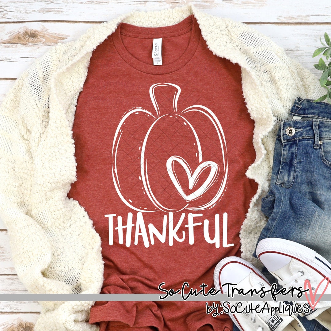 Thankful Pumpkin ADULT Screen Print Transfer, T-shirt Transfer, --NOT a ...