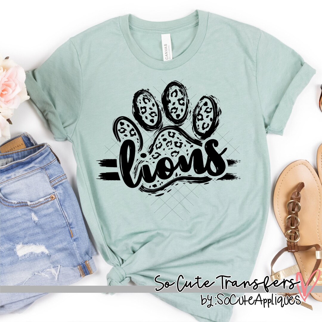 Lions Paw Print BLACK Screen Print Transfer, T-shirt Transfer, --NOT a ...