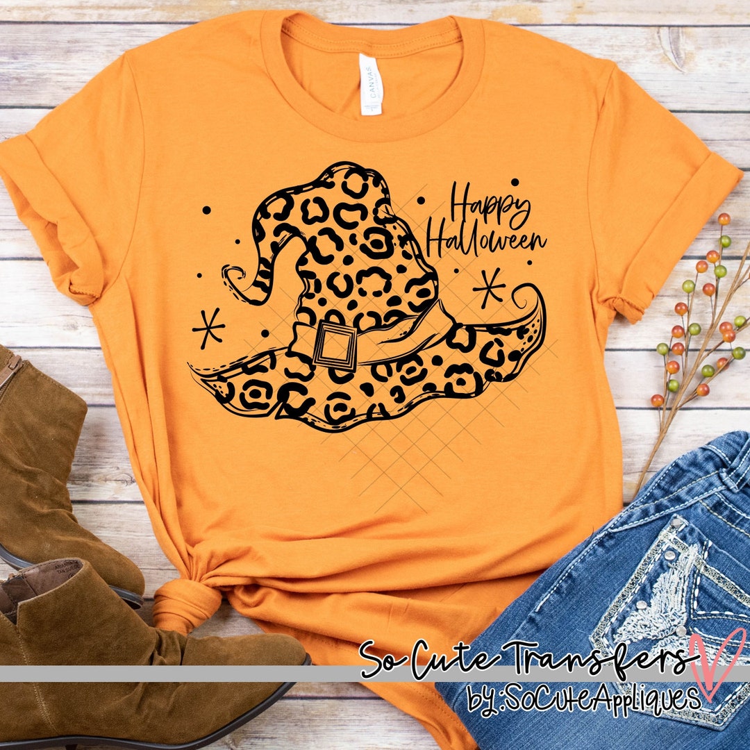 Happy Halloween Leopard Hat Screen Print Transfer, T-shirt Transfer ...