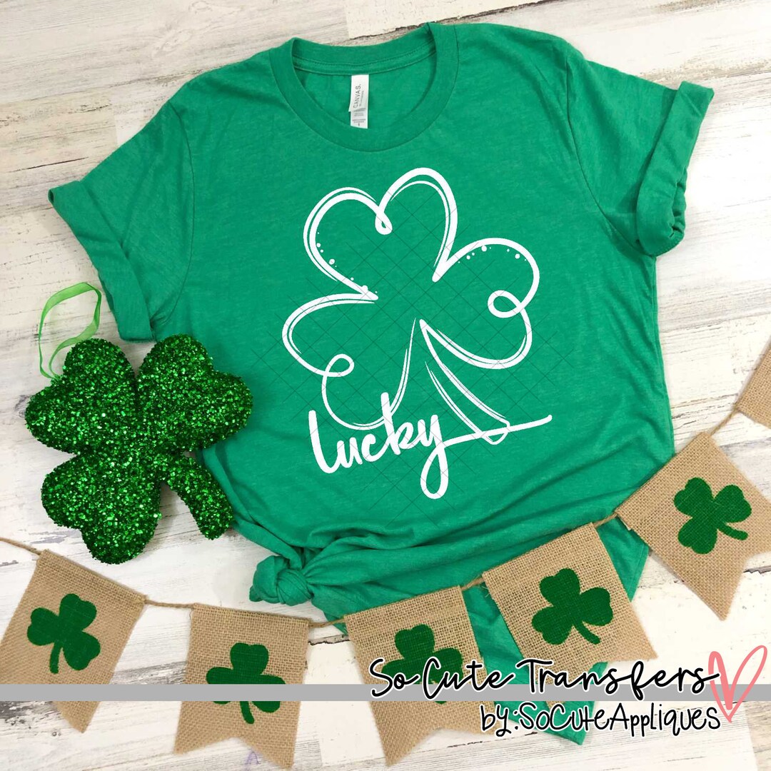 Swirly Clover Lucky WHITE Screen Print Transfer, Plastisol Ink, St ...