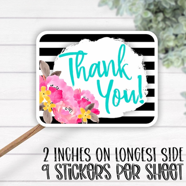 Rectangle Thank You Stickers - Etsy