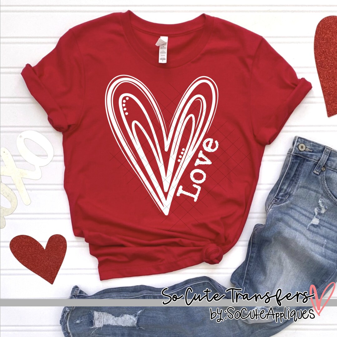 Love SCIRBBLE HEART Screen Print Transfer, T-shirt Transfer, --NOT a ...