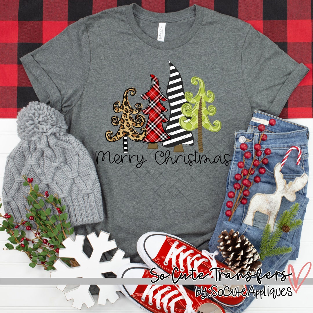 Merry Christmas FUNKY Traditional Screen Print Transfer, High Heat , T ...