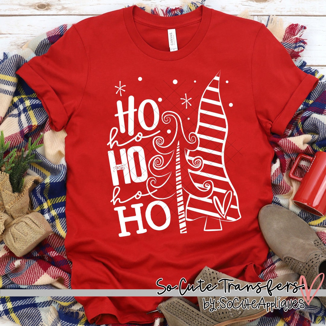 FUNKY Trees Ho Ho Ho Screen Print Transfer, T-shirt Transfer, --NOT a ...