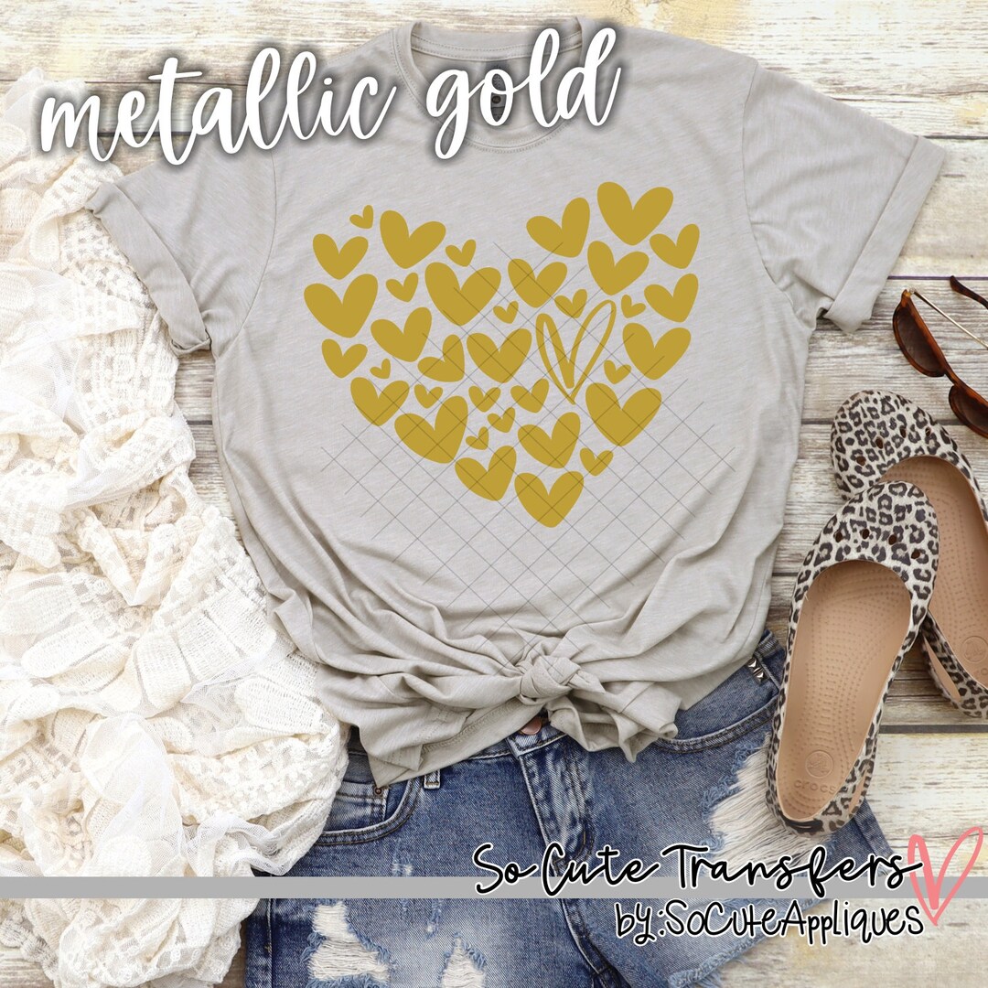 Metallic Gold Heart of Hearts Screen Print Transfer, T-shirt Transfer ...