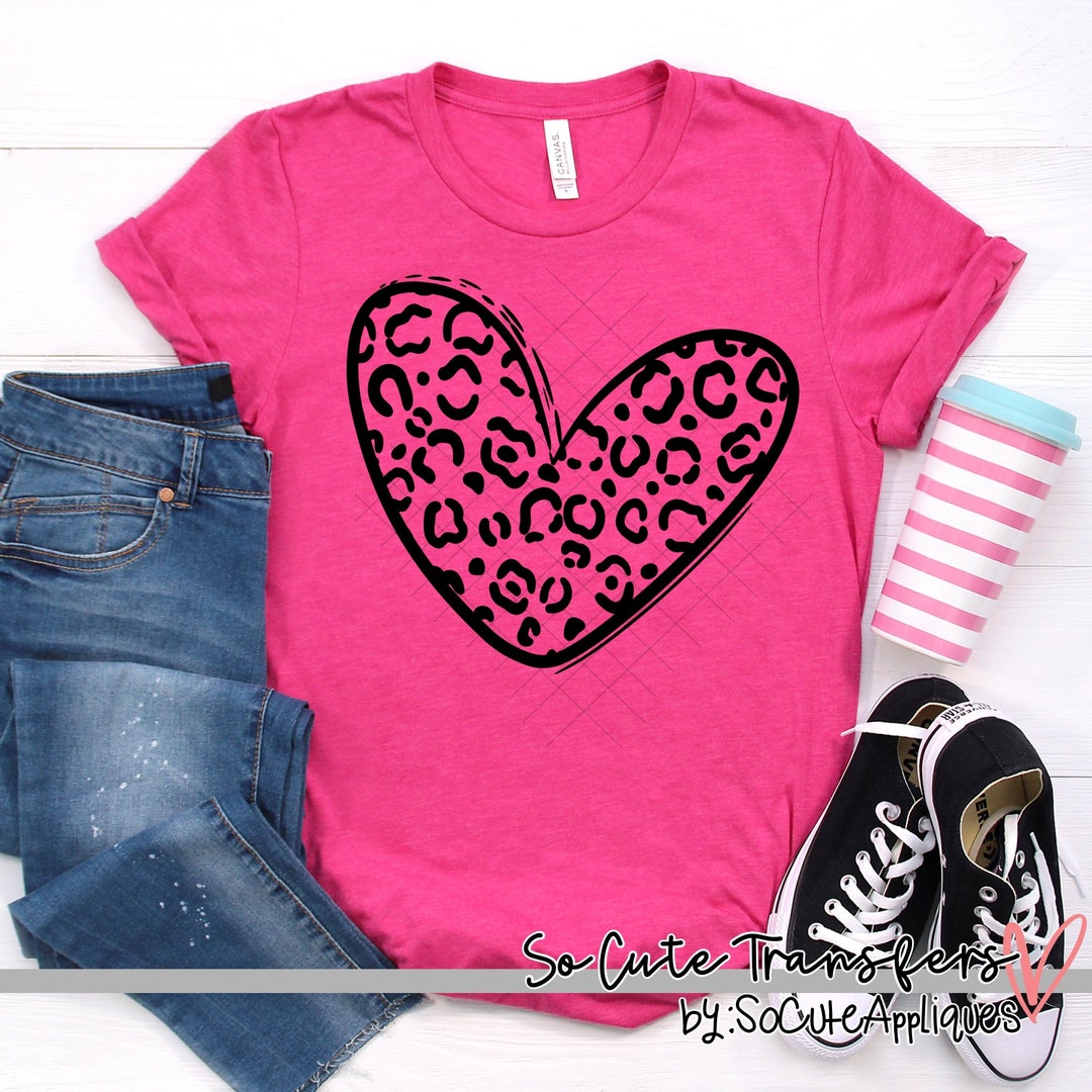 Leopard Print Heart Screen Print Transfer, Valentine's Day T-shirt - Etsy