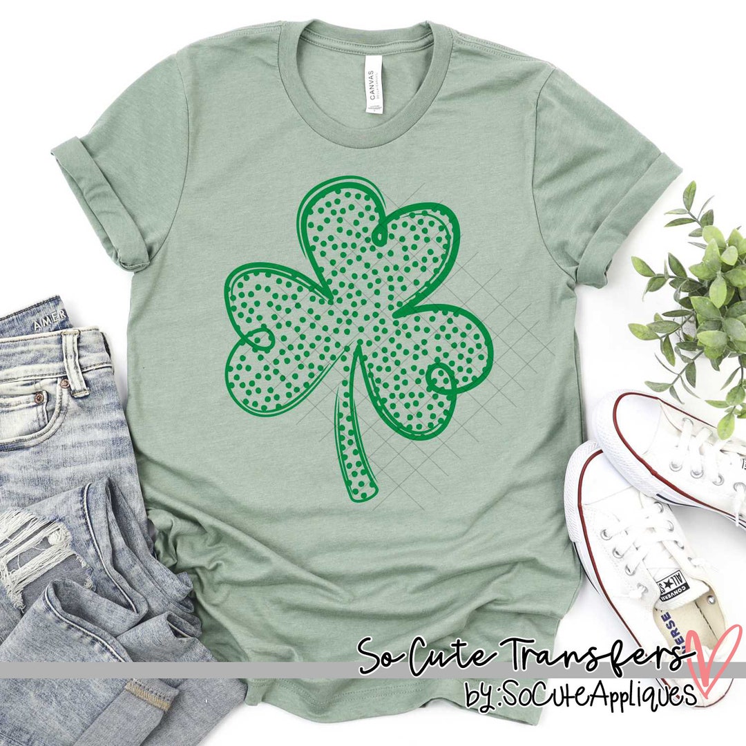 Polka Dot Clover GREEN Screen Print Transfer, T-shirt Transfer, St ...