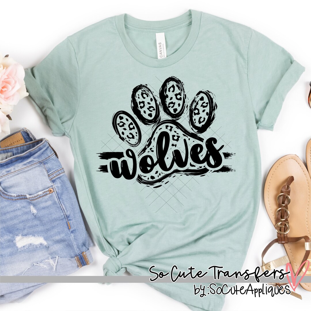 Wolves Paw Print BLACK Screen Print Transfer, T-shirt Transfer, --NOT a ...