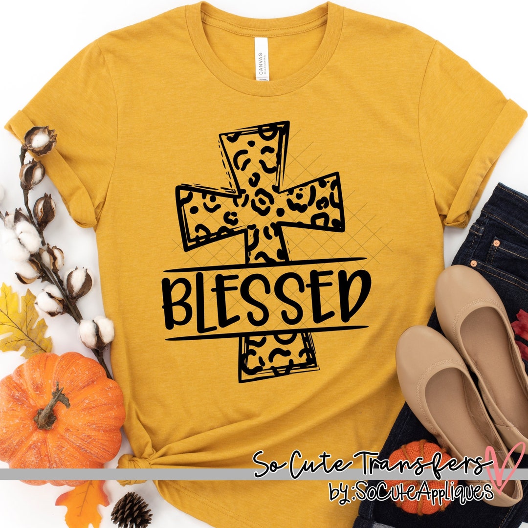 Blessed Leopard Cross Screen Print Transfer, T-shirt Transfer--not a ...