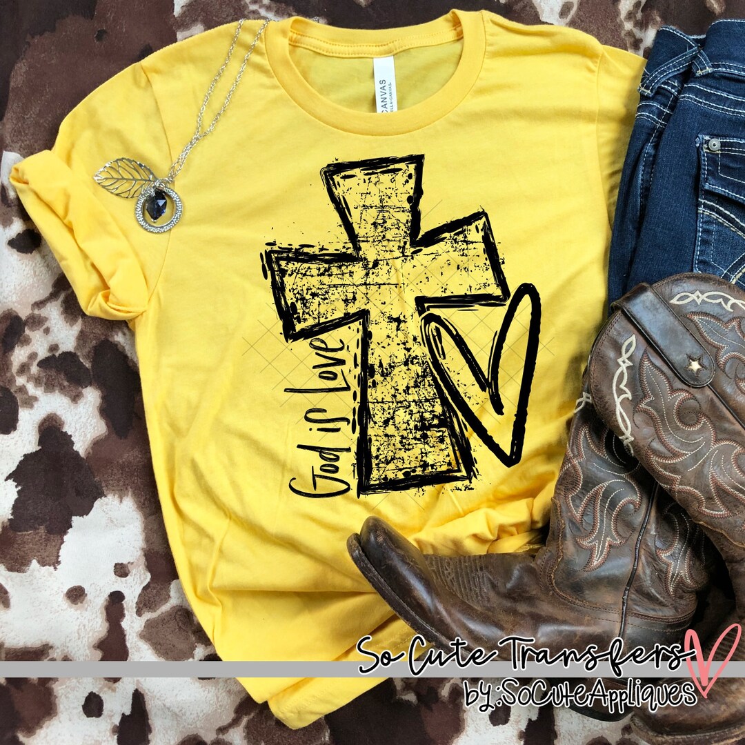 God is Love Cross Screen Print Transfer, T-shirt Transfer--not a ...