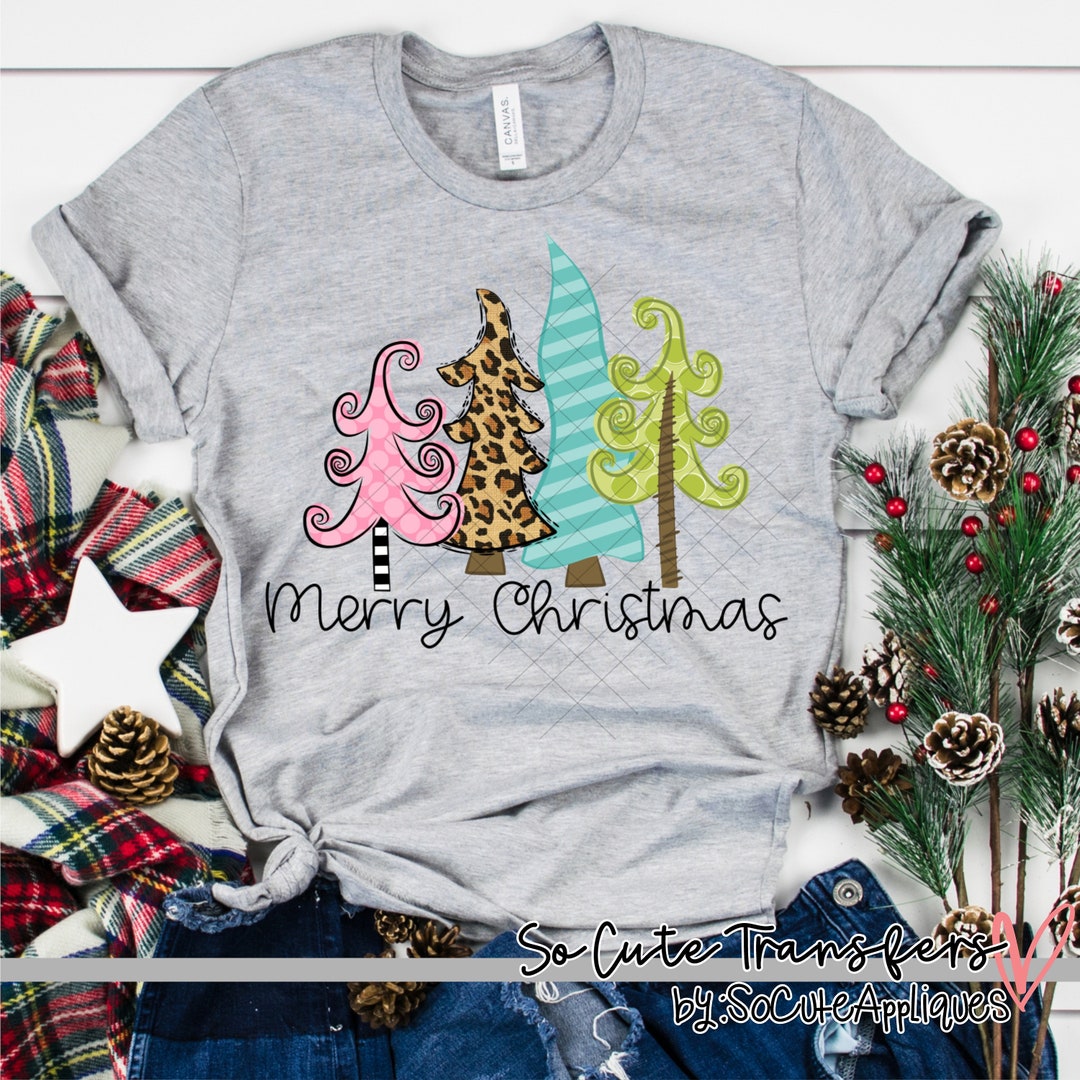 Merry Christmas FUNKY Pastel Screen Print Transfer, High Heat, T-shirt ...
