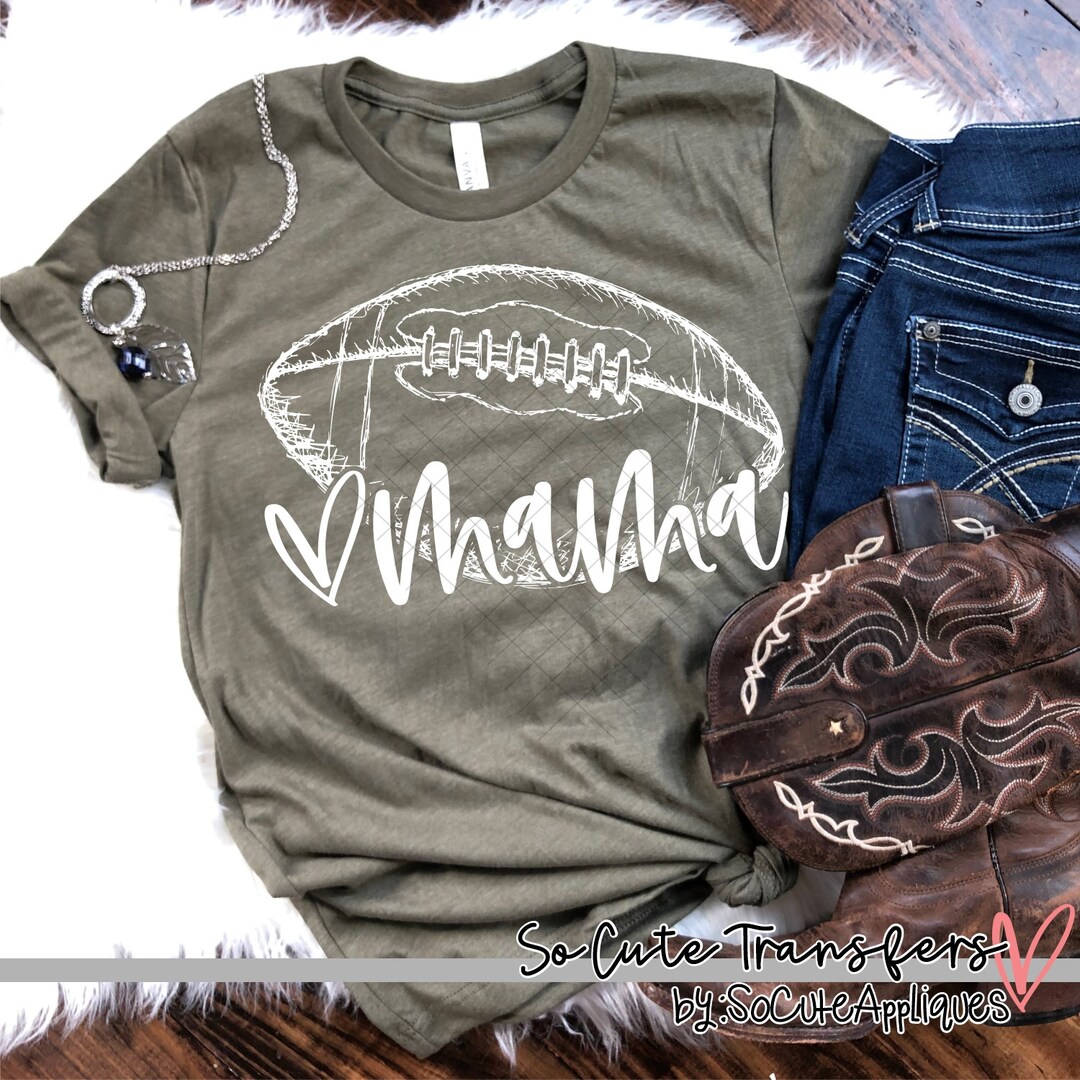 Mama Football Screen Print Transfer, WHITE, T-shirt Transfer--not a ...