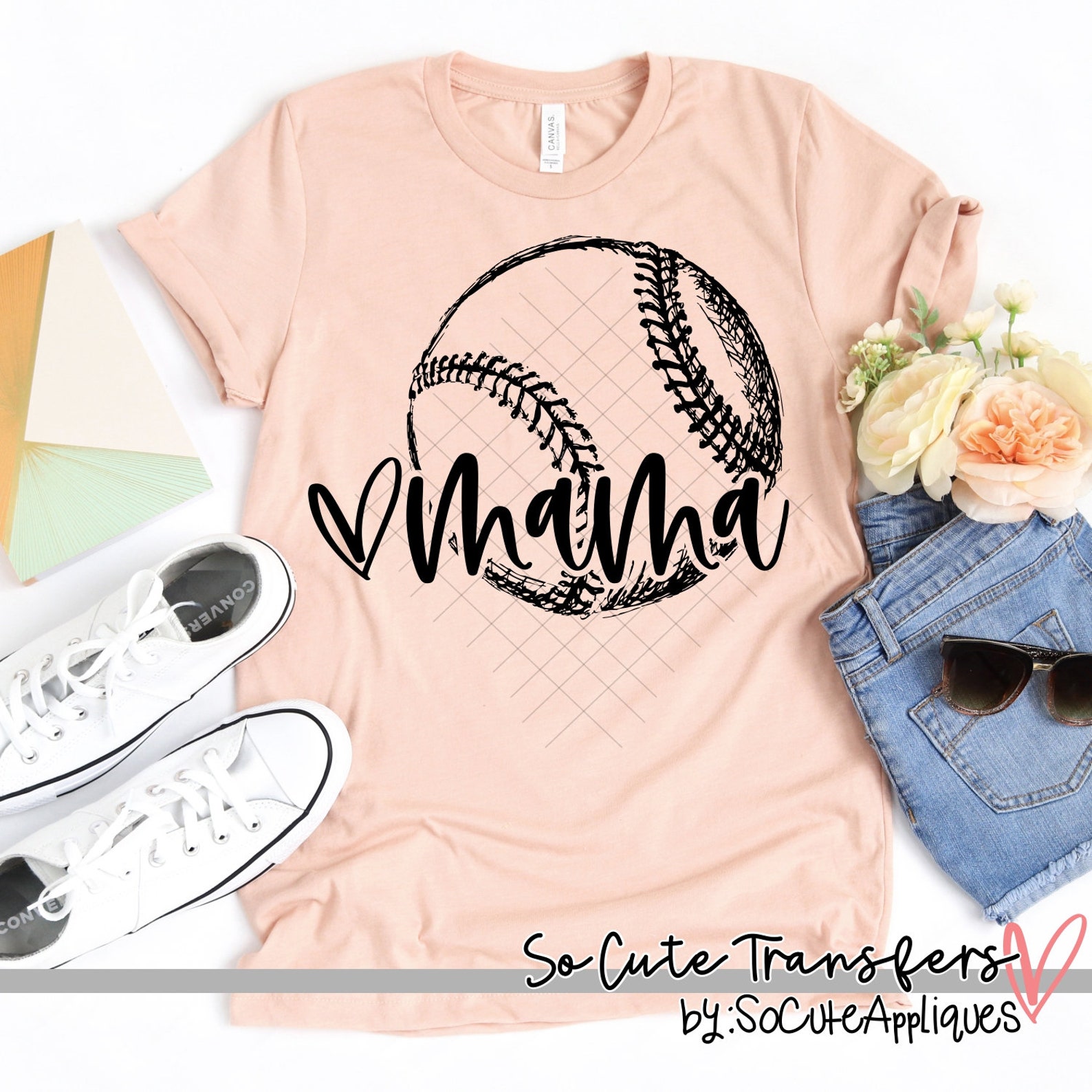 Mama Baseball Black Screenprint Transfer Softball Mom | Etsy